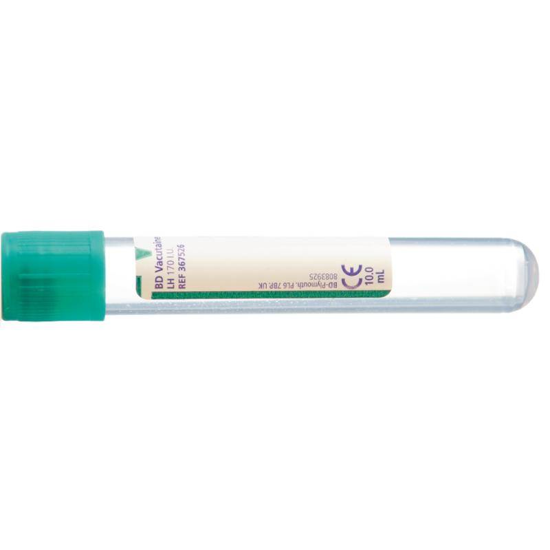 Tubes de prélèvement sanguin vert plasma héparine BD Vacutainer 10 ml ...